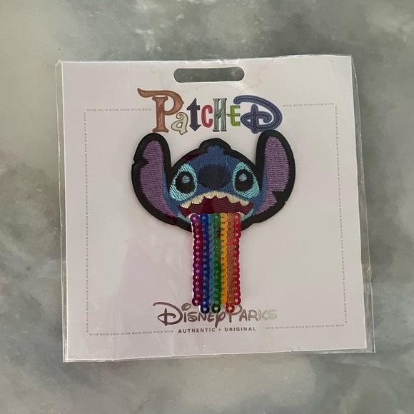 Disney | Accessories | Disney Parks Patched Stitch Embroidered Rainbow ...